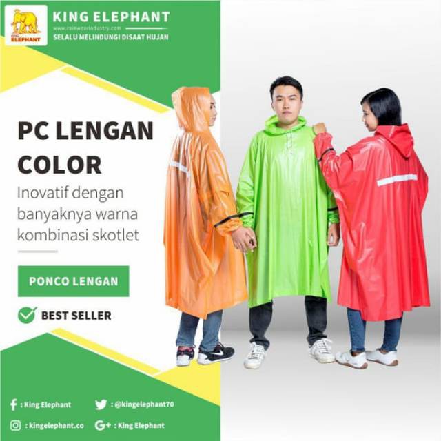 Jual Jas hujan poncho lengan color scotlight King Elephant bahan pvc ...