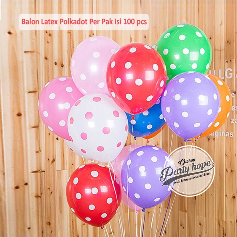 Jual Balon Latex polkadot 1 PACK ISI 100 Pcs / Balon Per Pack / Balon ...