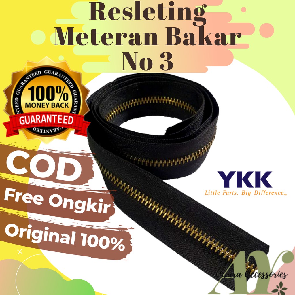 Jual RESLETING SLETING METERAN YKK BESI BAKAR NO 3 1 METER MURAH ...