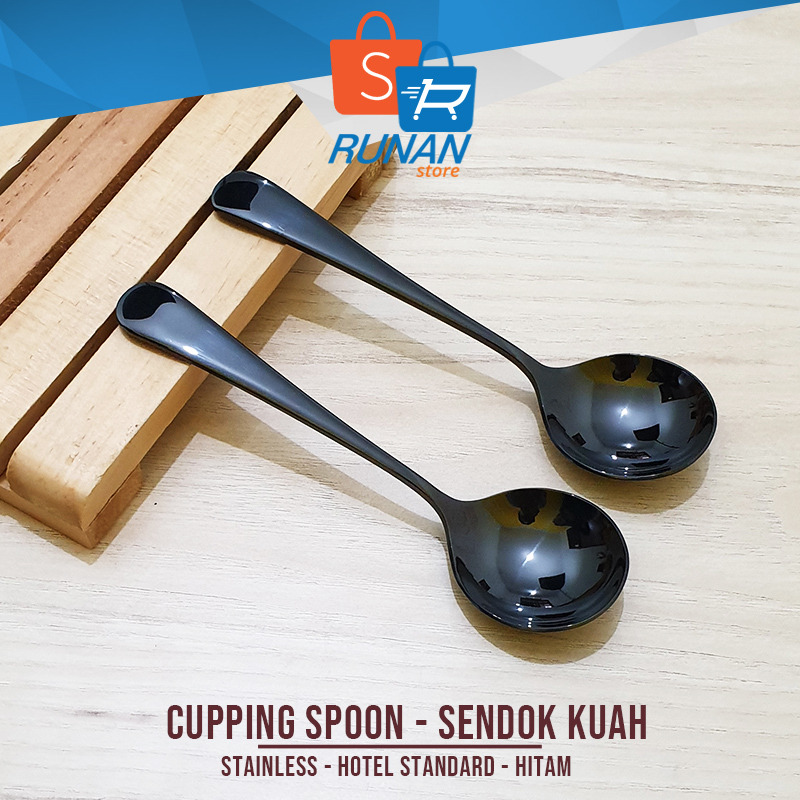 Jual Sendok Cupping Spoon Black Hotel Sendok Soup Kuah Spoon Korea ...