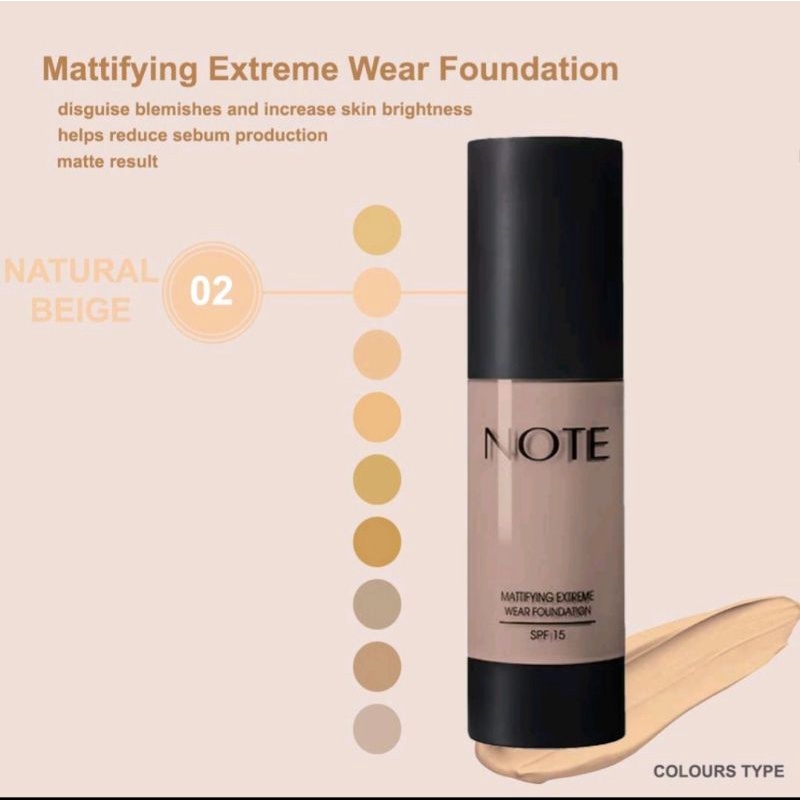 Jual NOTE COSMETICS Mattifying Extreme Wear Foundation SPF 15 - 02 ...