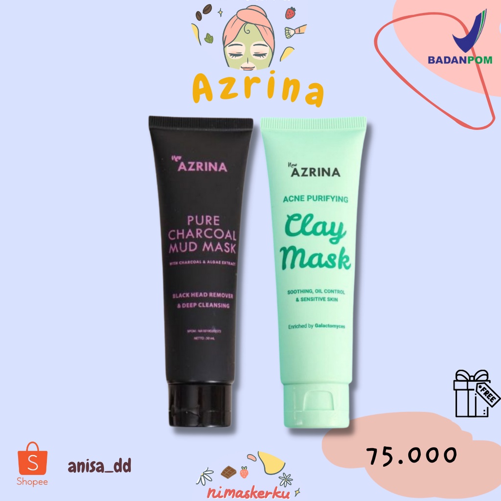 Jual [READY!] AZRINA PURE CHARCOAL MUD MASK AZRINA ACNE PURIFYING CLAY ...
