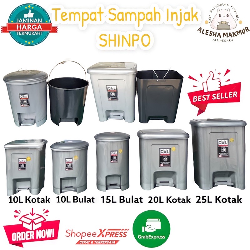 Jual SHINPO - Tempat Sampah Injak / Injek 10 14 15 20 25 Liter | Shopee Indonesia