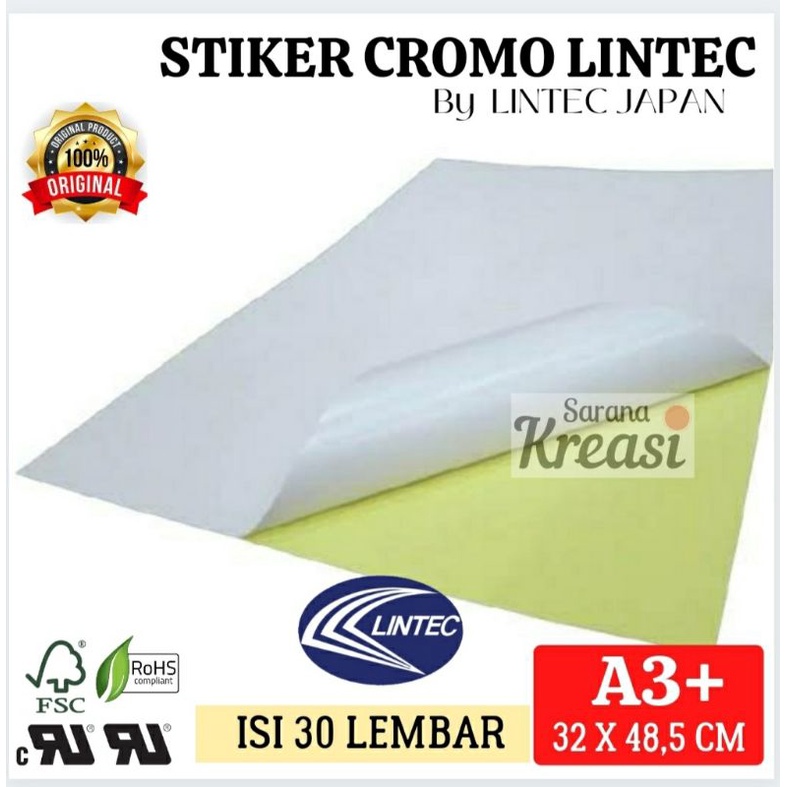 Jual Stiker Cromo Glossy A3+ LINTEC - isi 30 Lembar - Adhensive ...
