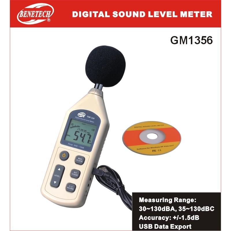 Jual Sound Level Meter Data Logger Benetech GM1356 Tester Suara GM-1356 ...