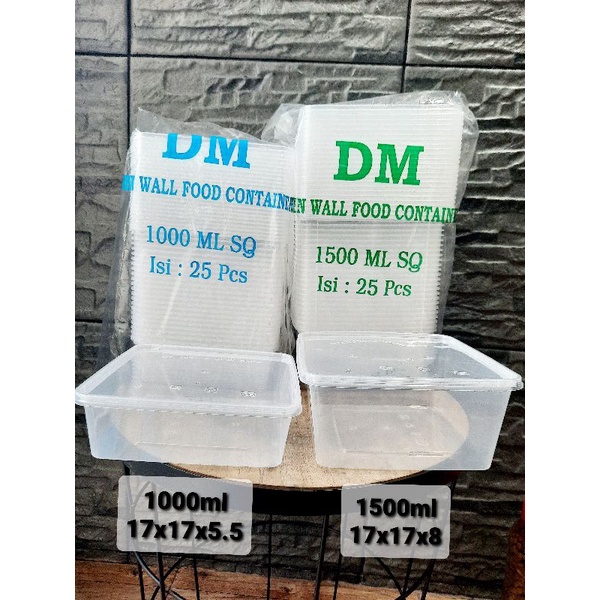 Jual Dm Thinwall 1000ml 1500ml Kotak 1 Pak Isi 25pcs Kotak Makan
