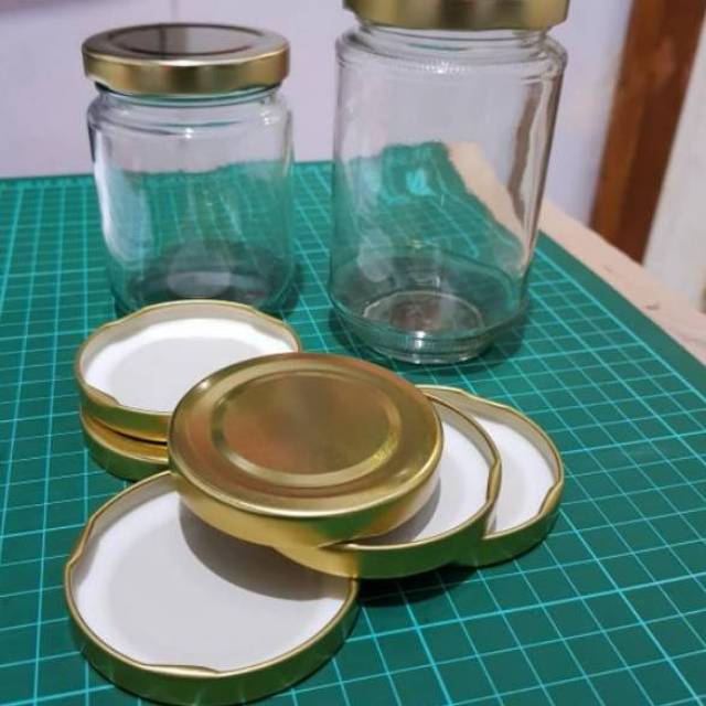 Jual / 10 PCS 250 ml BOTOL KACA SILINDER 250ML BARU + tutup seng gold ...