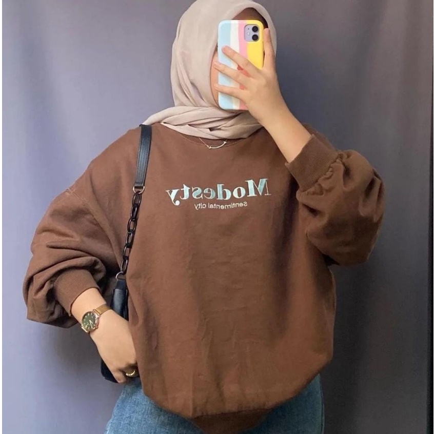Jual MODESTY SENTIMENTAL CITY Sweater Kekinian Ala Korea Crewneck ...