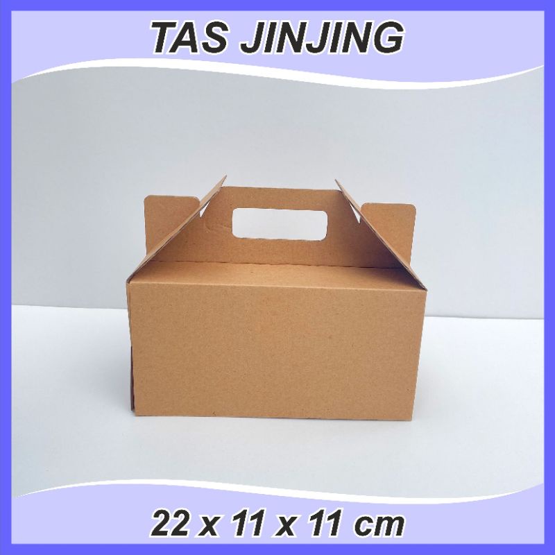 Jual BOX JINJING uk. 22x11x11 cm E/Flute GABLE BOX/Dus Take Away Handle ...
