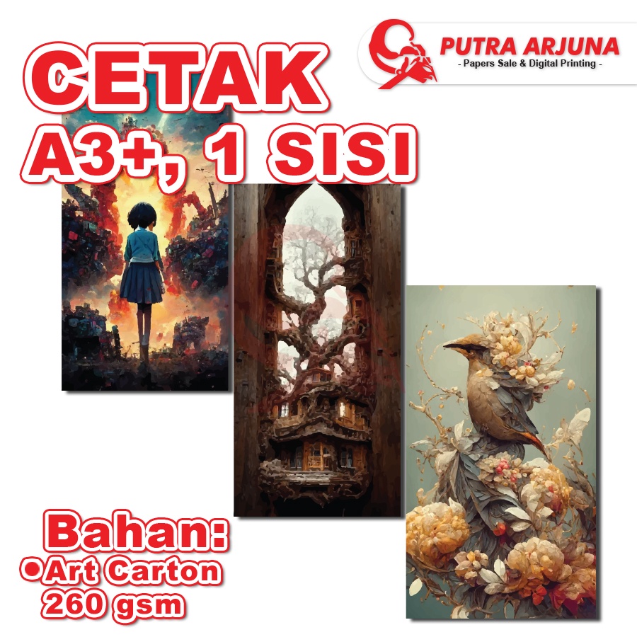 Jual PRINT CETAK DIGITAL A3+, ART CARTON 260 gsm, 1 SISI - SATU MUKA ...