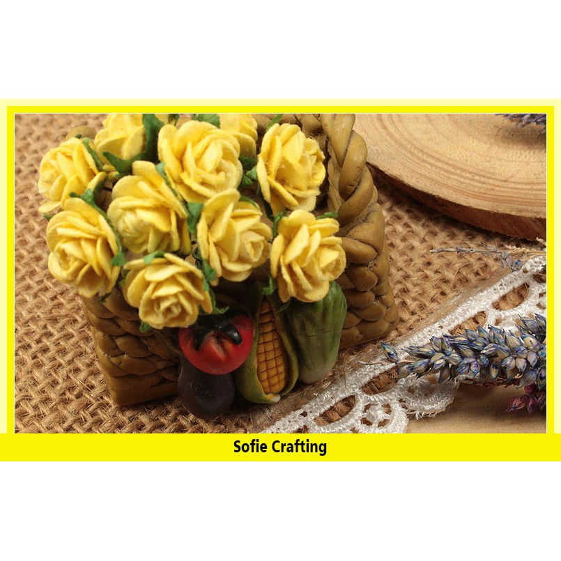 Jual 5 Tangkai Bunga Kertas Mawar Kuning 1,5 cm BK-07 Sofie Crafting ...