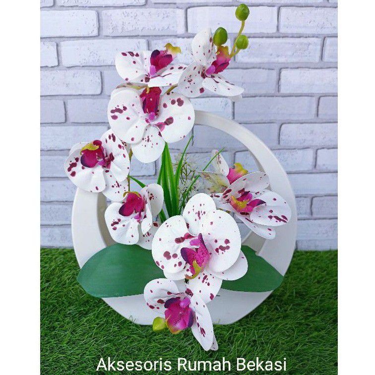 Jual Buket bunga anggrek LATEX artificial dengan vas sabit | Shopee ...