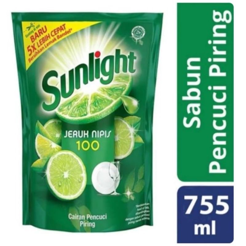 Jual SUNLIGHT Jeruk Nipis 100 755ml Sabun Cuci Piring Sunlight original Kemasan Refill | Shopee ...