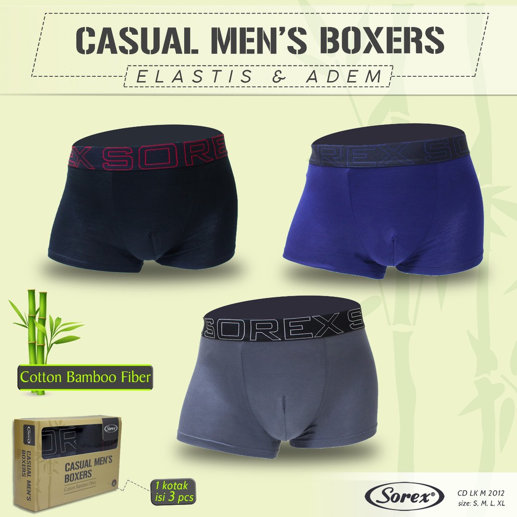 Jual Boxer Pria Sorex M2012 1box isi 3pc | Shopee Indonesia