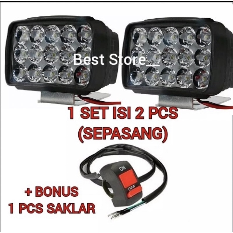 Jual Lampu Tembak Sorot LED Motor Work Light Cree 15 mata /15LED 12VOLT ...