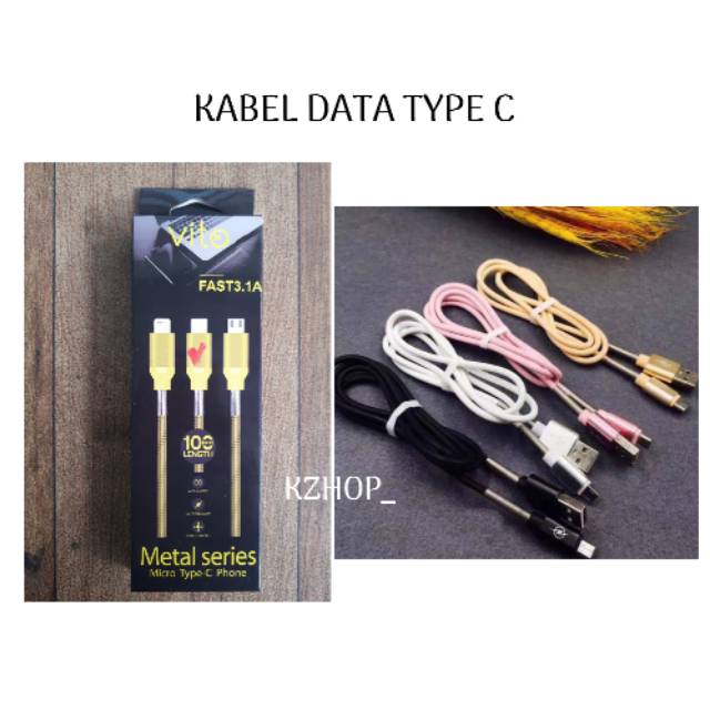 Jual Kabel Data Type C Vito Kawat Spring Cable Charger Tipe C 100cm 1 ...