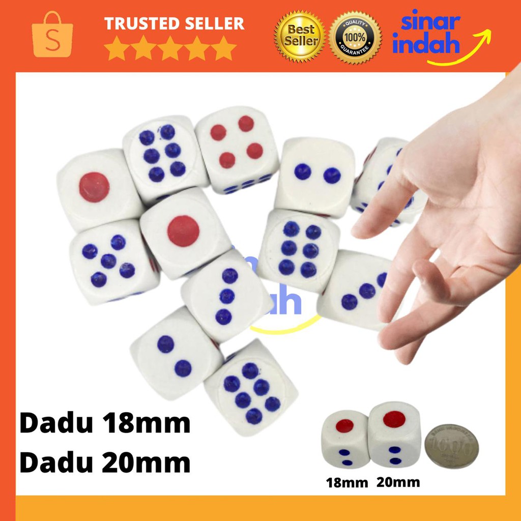 Jual Dadu Besar Mainan PVC Plastik Board Games Kartu 18mm 20mm 1.8cm 2 ...
