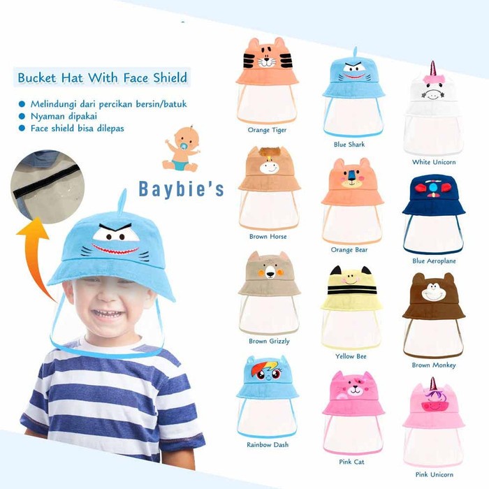 Jual Baybie'S Topi Bucket Face Shield Baby / Topi Motif Pink Rabbit ...