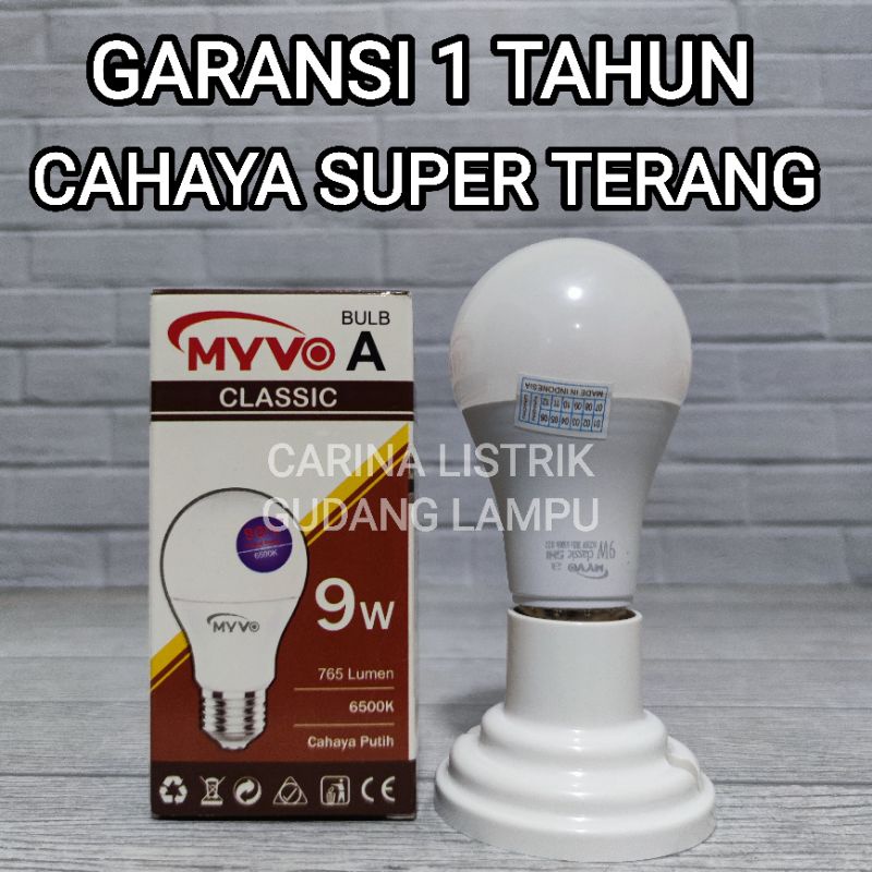 Jual MYVO CLASSIC LAMPU LED BULB 9W CAHAYA PUTIH COOL DAYLIGHT 6500K SNI GARANSI 1 TAHUN 9 WATT ...