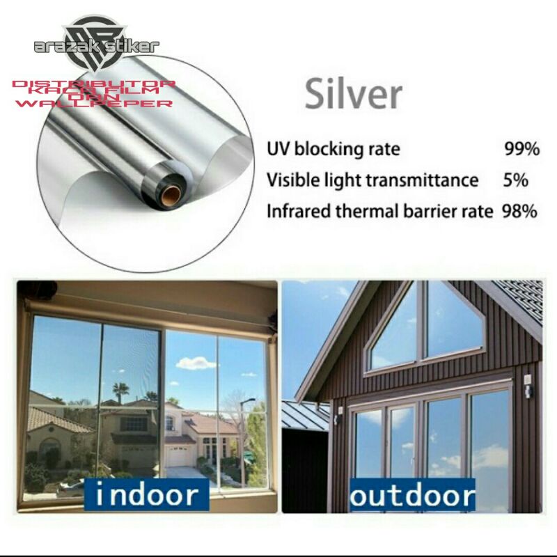 Jual Stiker Kaca one Way silfer silfer/ stiker kaca cermin/stiker kaca ...