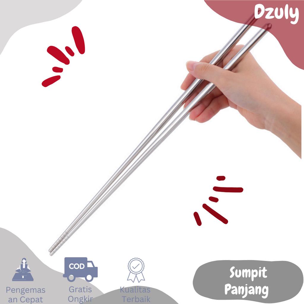 Jual 1 Pasang Sumpit Panjang Stainless/Sumpit Pangsit Panjang/Alat ...