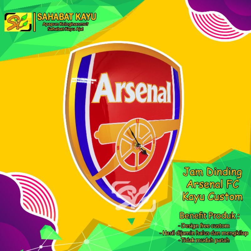 Jual Jam Dinding Arsenal FC Kayu Custom Unik | Shopee Indonesia