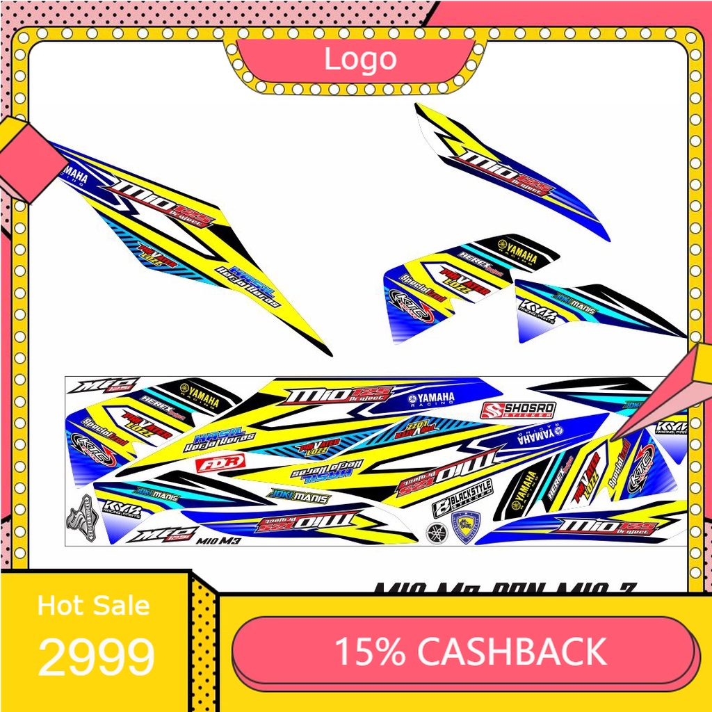 Jual KAFA STIKER VARIASI COD-STRIPING CUSTOM MOTOR YAMAHA MIO M3 DAN MIO Z MOTIF RACING NEW ...