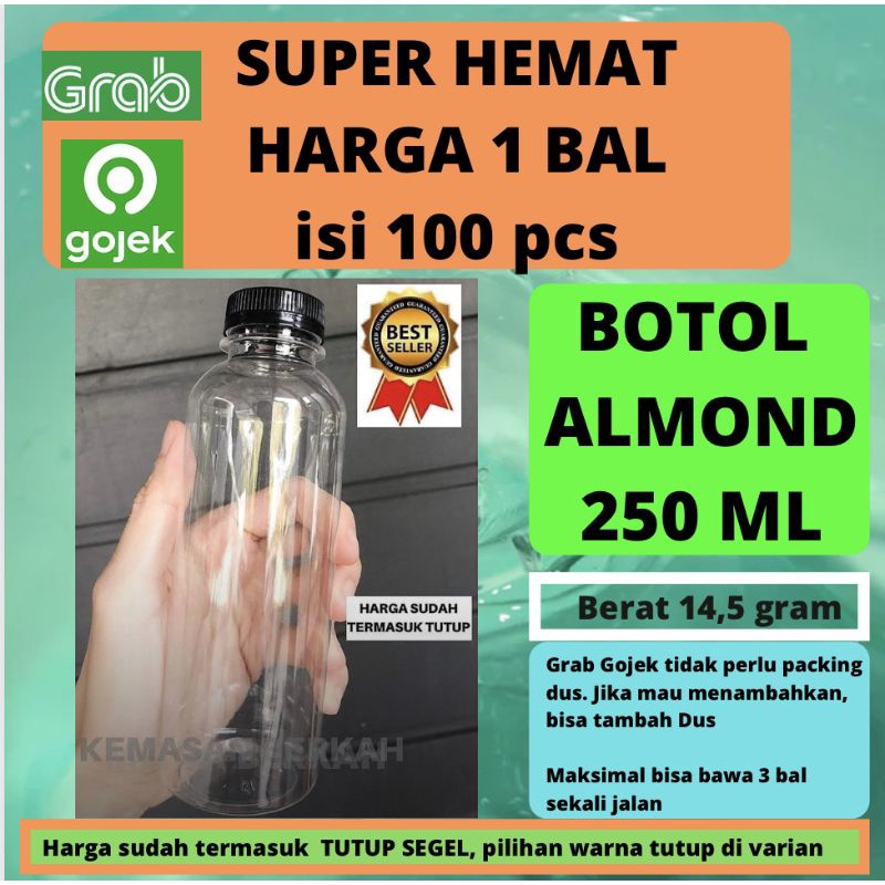 Jual Botol plastik Almond 250ML 1 Bal isi 100 | Shopee Indonesia