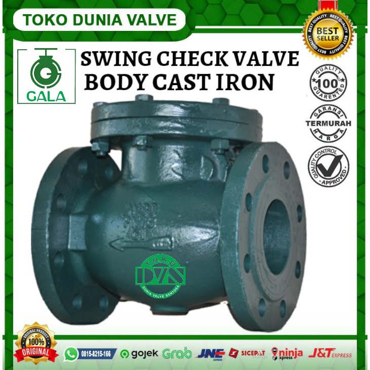 Jual GALA 8 INCHI DN200 SWING CHECK VALVE CAST IRON JIS 10K -ORIGINAL ...