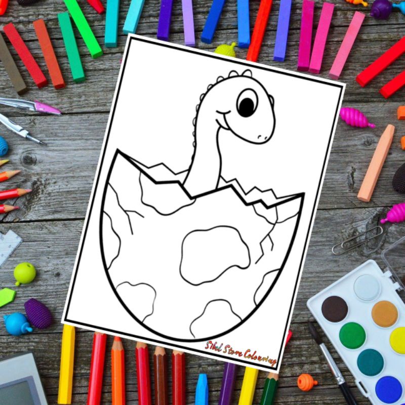 Jual Kertas Mewarnai Anak Tema Dinosaurus 01 / Kertas Gamba (10 Lembar ...