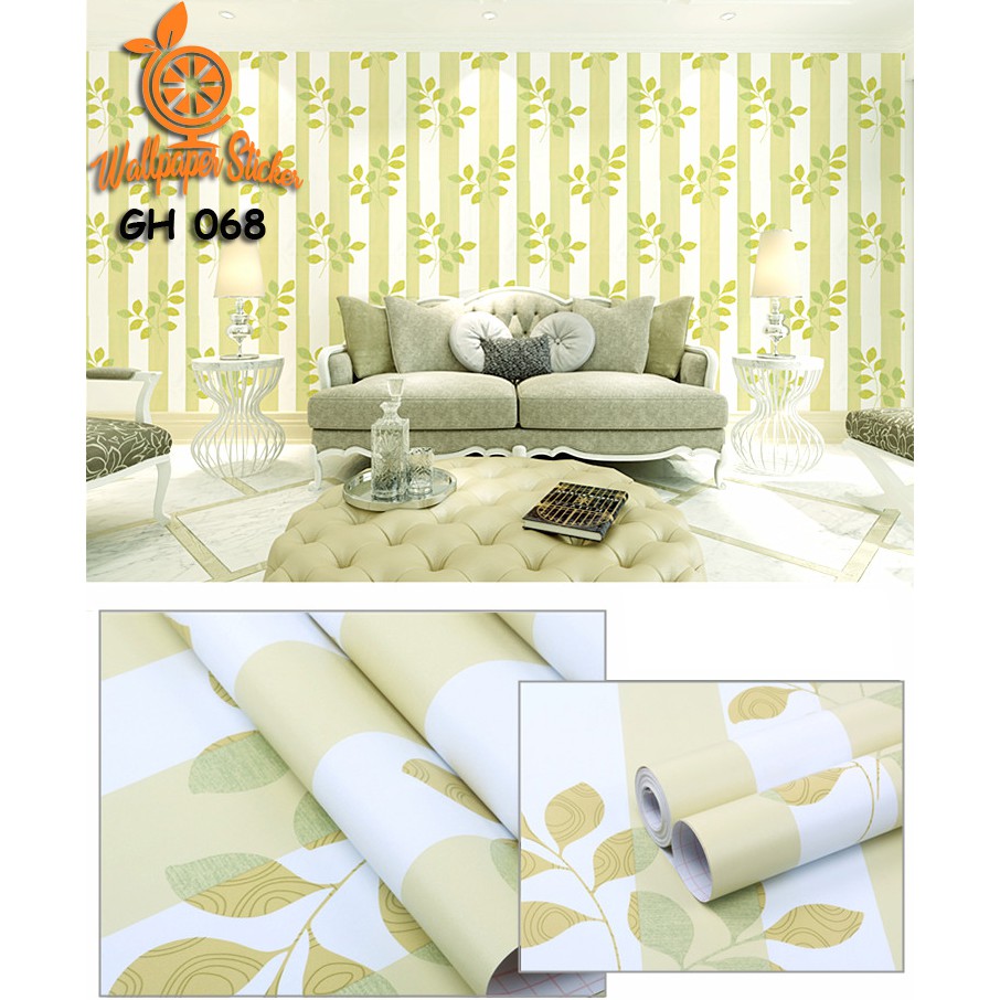 Jual Wallpaper Dinding Stiker Walpaper Dinding Garis Salur Daun Hijau