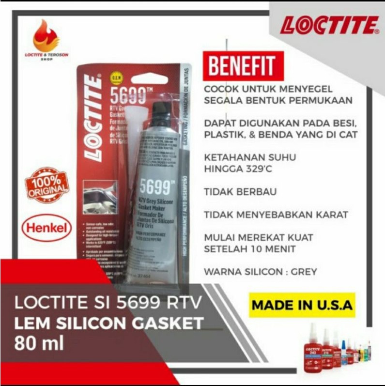 Jual Lem Loctite RTV SI 5699 Silicone Gasket Grey 80ml | Shopee Indonesia