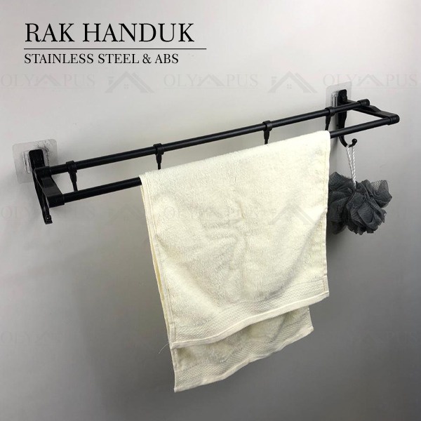 Jual Rak Handuk Minimalis Hitam 1 Baris 2 Baris Gantungan Multifungsi ...