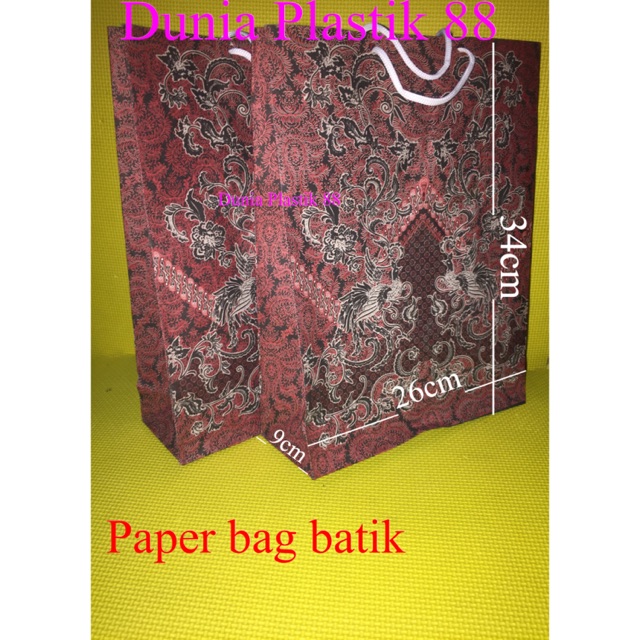 Jual Isi 12PC -/+26x34x9CM TAS KERTAS BATIK souvenir kraft paper goodie ...