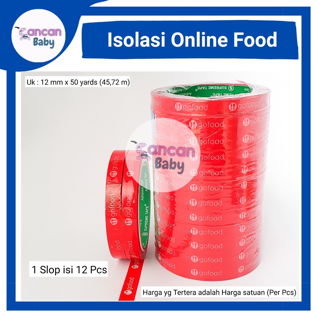 Jual Isolasi Printing Gofood 12mm x 50yard Lakban Selotip Makanan ...