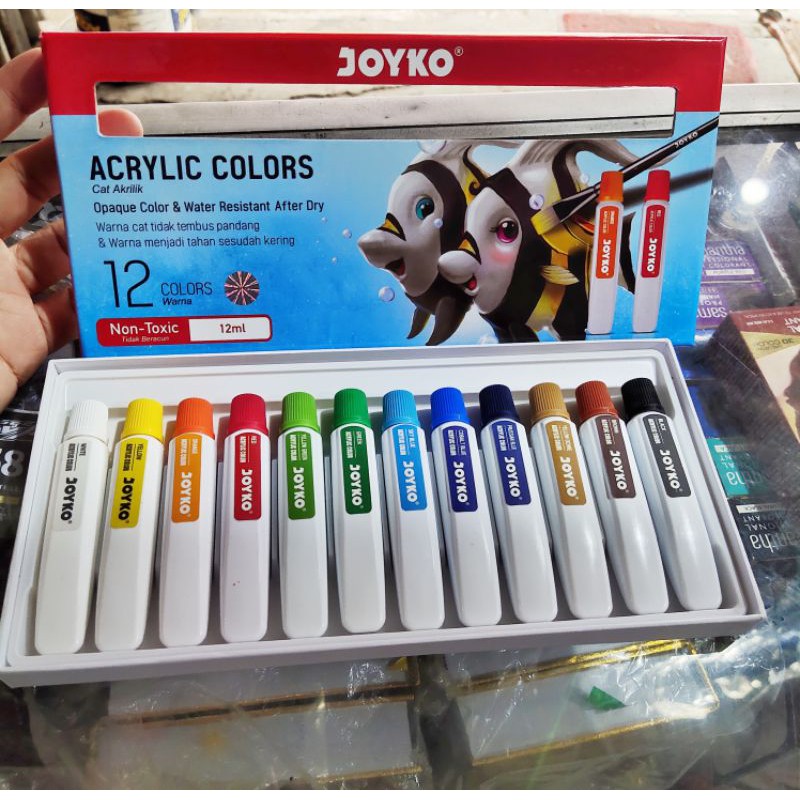 Jual Cat acrylic Joyko 12 colors tube (12ml) | Shopee Indonesia