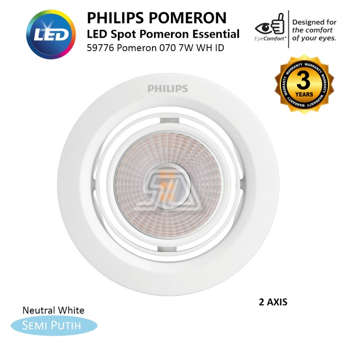 Jual Lampu Sorot Philips 59776 POMERON 070 7W 40K WH ID recessed ...