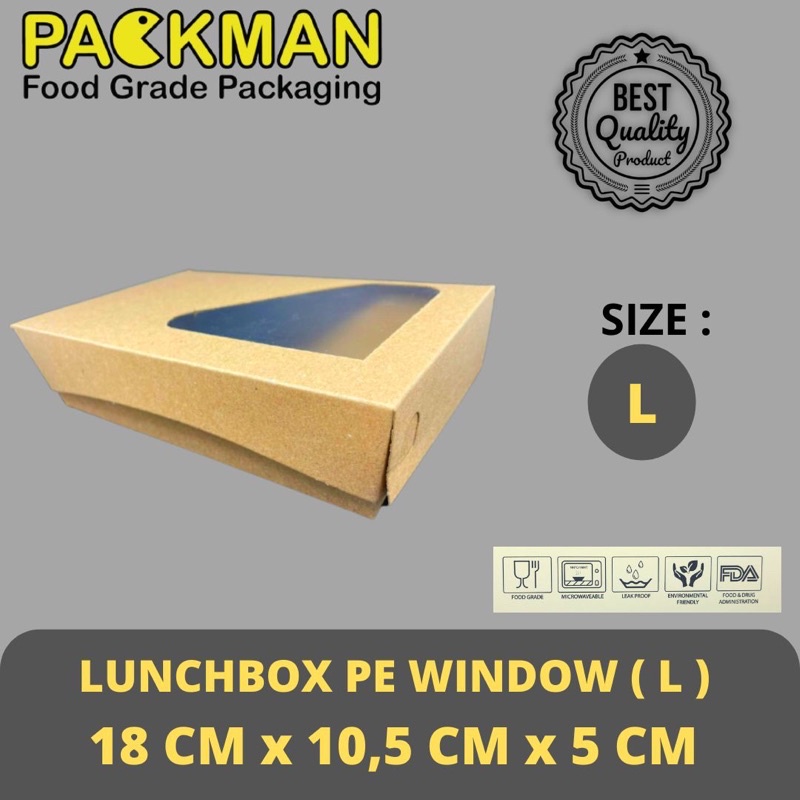 Jual PAPER LUNCHBOX L WINDOW KRAFT / JENDELA FULL LAMINASI SIZE L ...