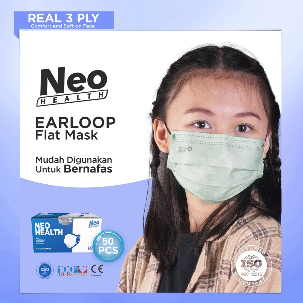 Jual Neo Mask 50’s 3ply Earloop AKL Masker Medis Neo Earloop 3 Ply 1 ...