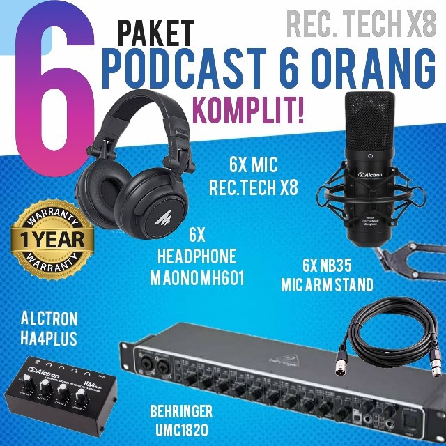 Jual PAKET PODCAST 6 ORANG BEHRINGER UMC1820, MAONO MH601 PLUS MIC REC ...