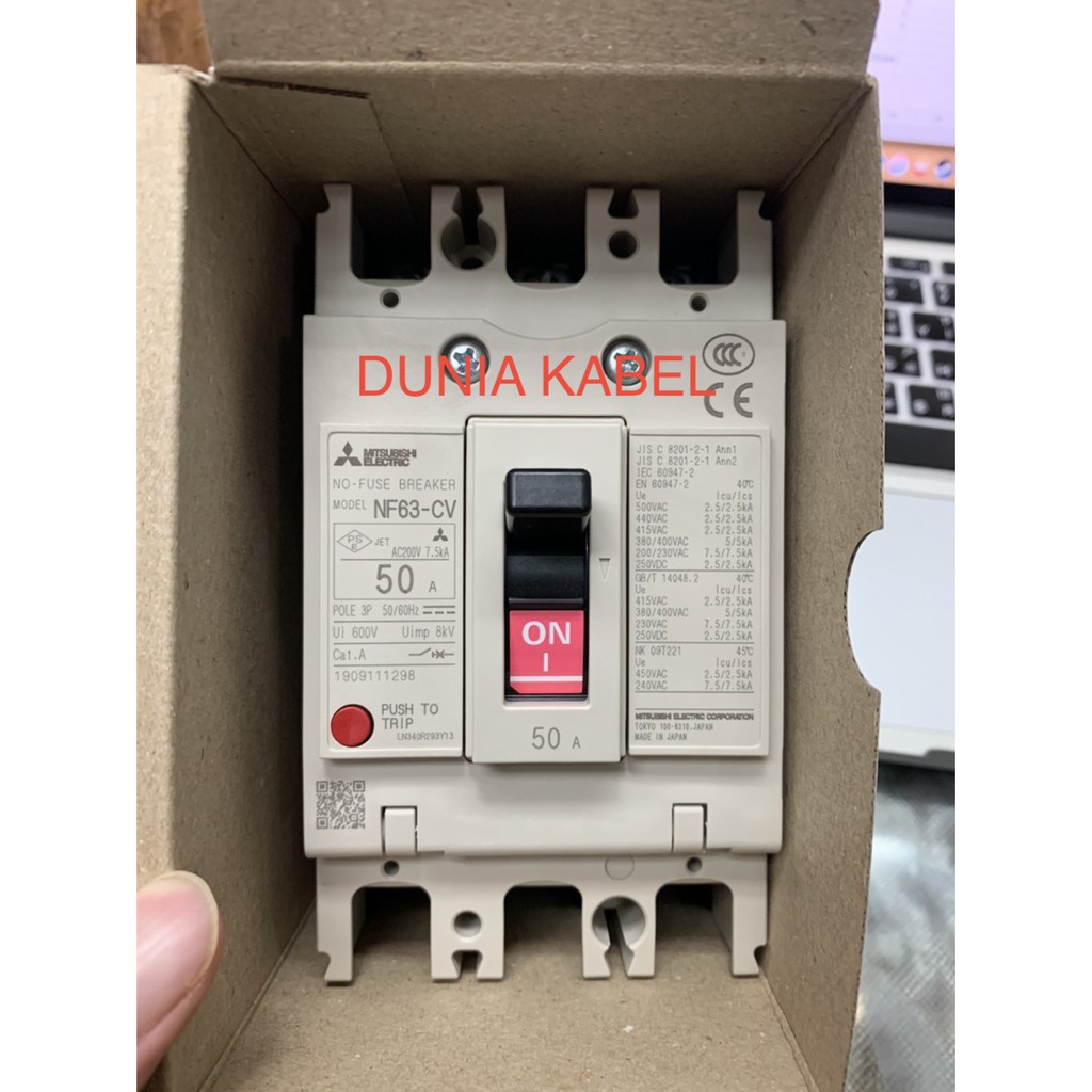 Jual MCCB No Fuse Breaker NF63 NF 63-CV 3P 3 Phase 50A 50 Ampere Mitsubishi | Shopee Indonesia