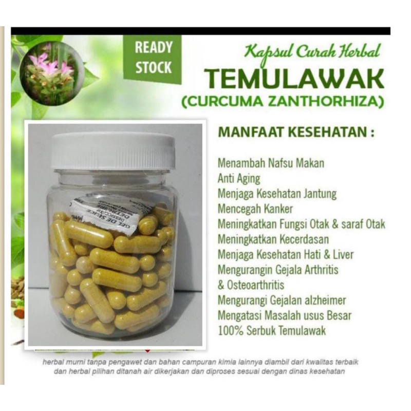 Jual kapsul serbuk temu lawak (isi 100 pcs)jamu herbal Kemasan BOTOL ...