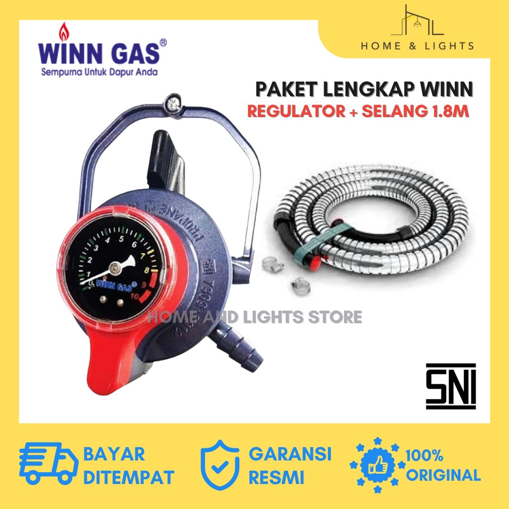 Jual Paket Regulator Gas Winn W900M + Selang Flexi / Selang Regulator Gas / Kepala Gas Winn ...
