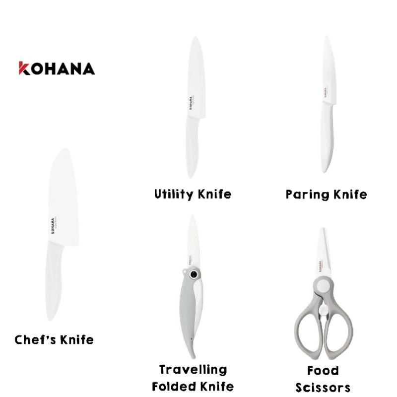 Jual Kohana Paring Knife / Ceramic Scissors / Travelling Folded Ceramic ...