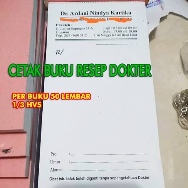 Jual MURAH! CETAK BUKU COPY RESEP (No. SIP harus Aktif) | Ukuran 1/3 ...
