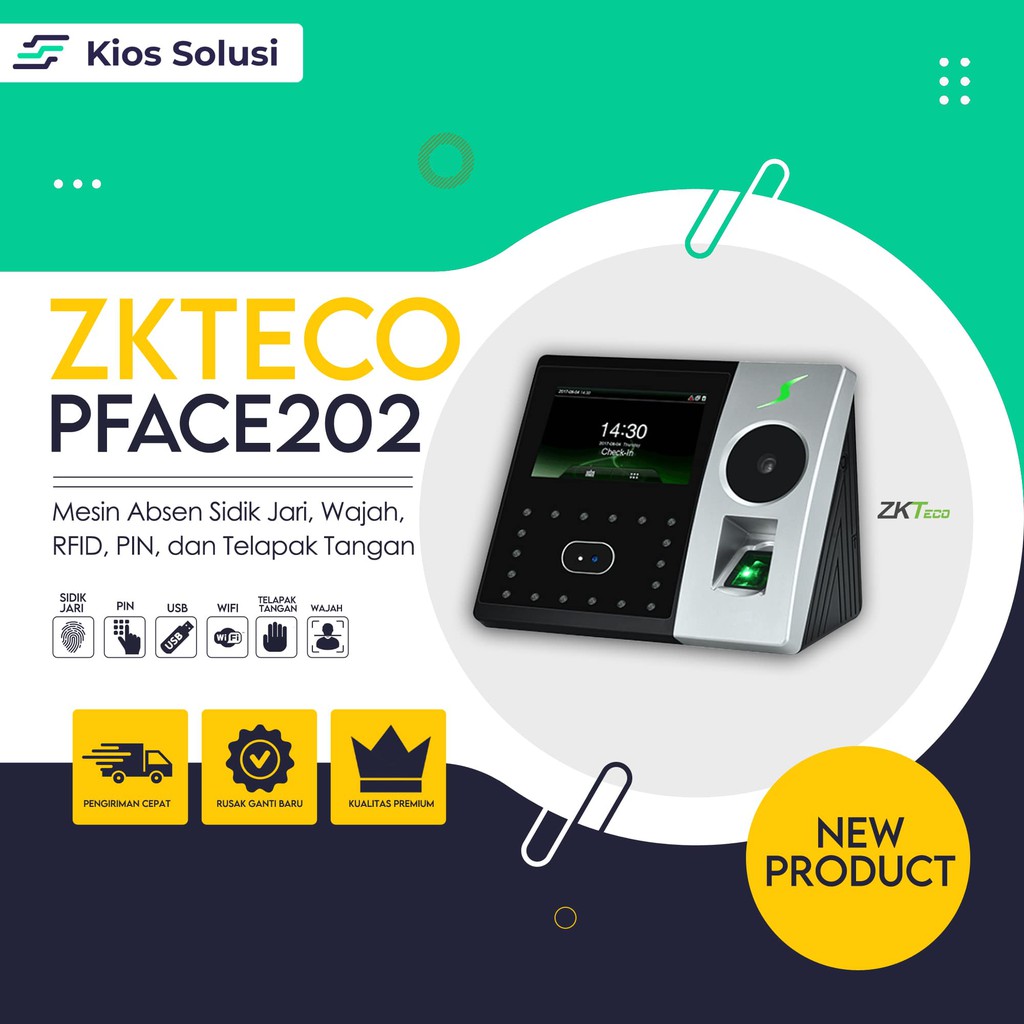 Jual Mesin Absensi dan Akses Kontrol ZKTECO PFace 202 | Palm dan Wajah | Fingerprint Wifi ...