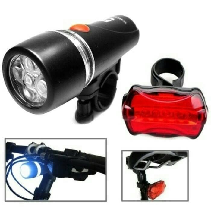 Jual Lampu Sepeda 5 LED Set Paket Depan & Belakang Bike HB618 PowerBeam ...