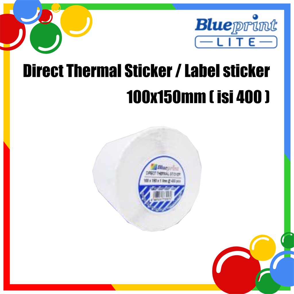 Jual Direct Thermal Sticker Label Resi BLUEPRINT Lite 100x150 mm Isi 400pcs | Shopee Indonesia