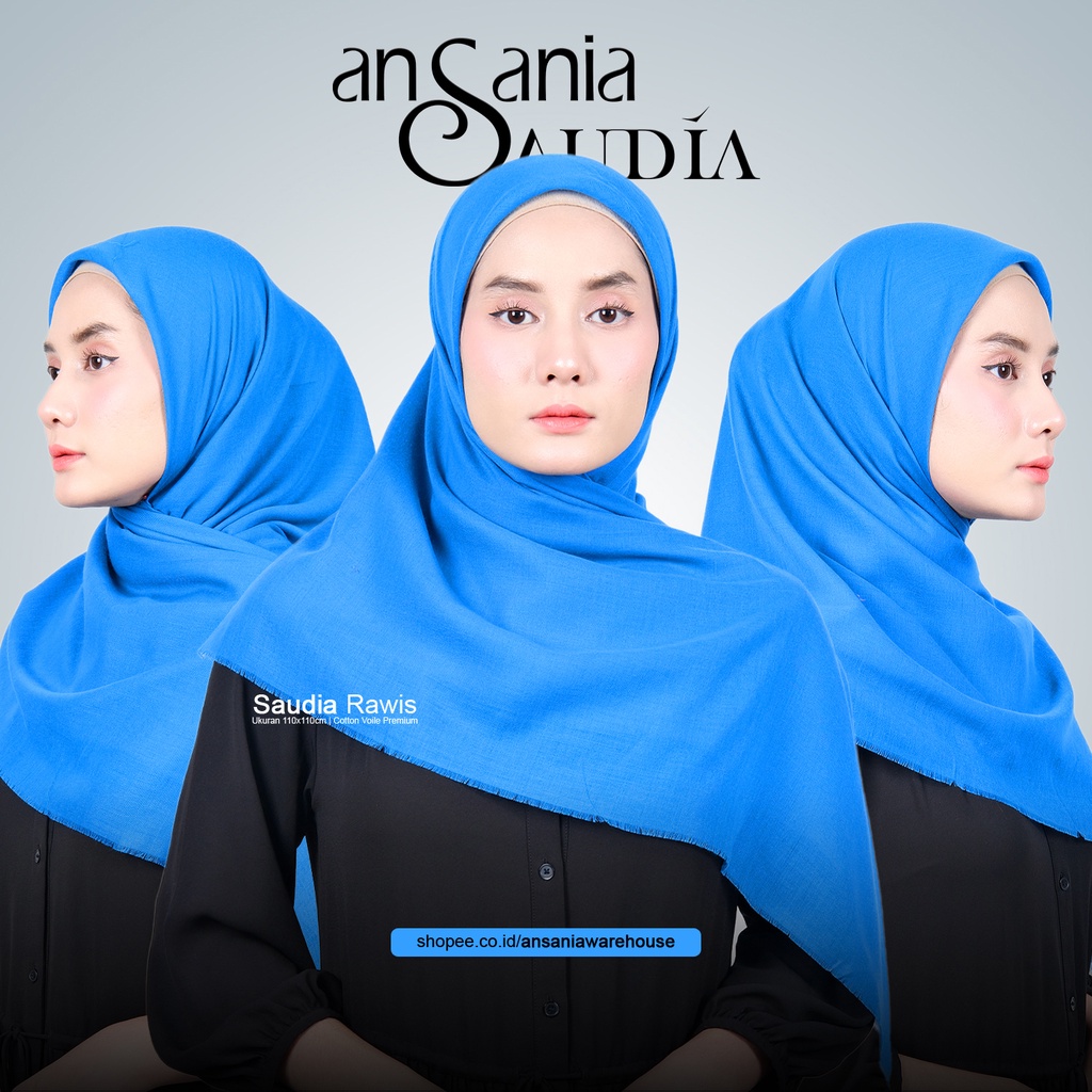 Jual Saudia Rawis Segi Empat - Hijab Kerudung Jilbab Saudia Rawis Polos Biru Pan - Ansania ...