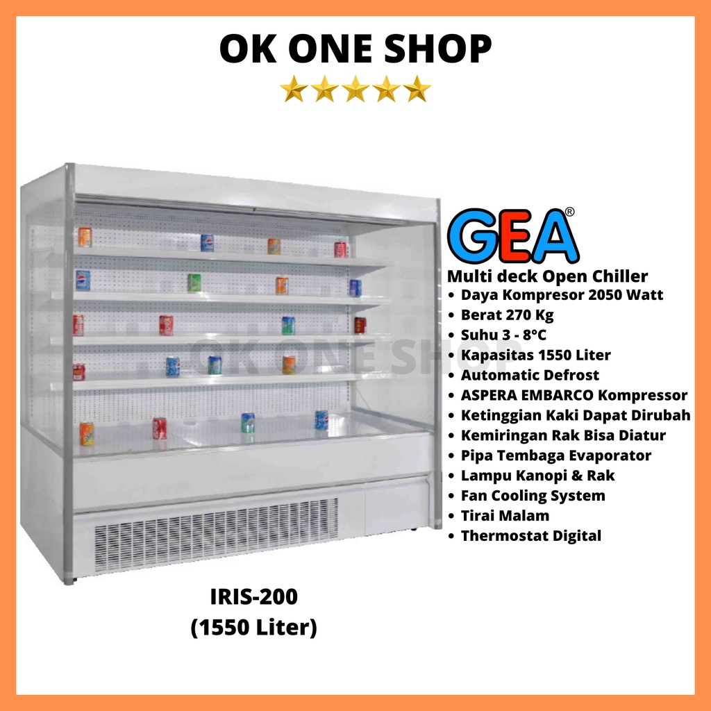 Jual GEA IRIS-200 Multideck Open Chiller 1550 Liter | Shopee Indonesia